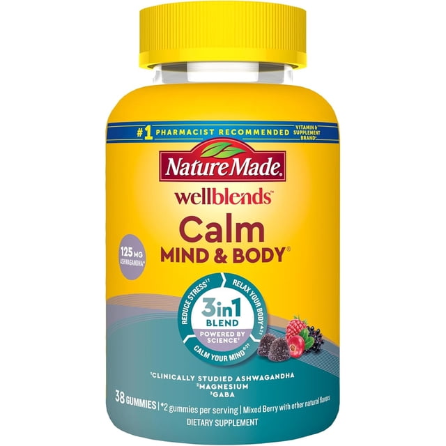 Nature Made Wellblends Calm Mind & Body, Magnesium Citrate, Ashwagandha ...