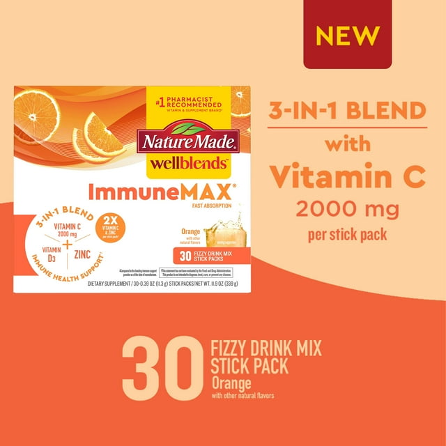 Nature Made Wellblends ImmuneMAX Fizzy Drink Mix, Immune Support ...