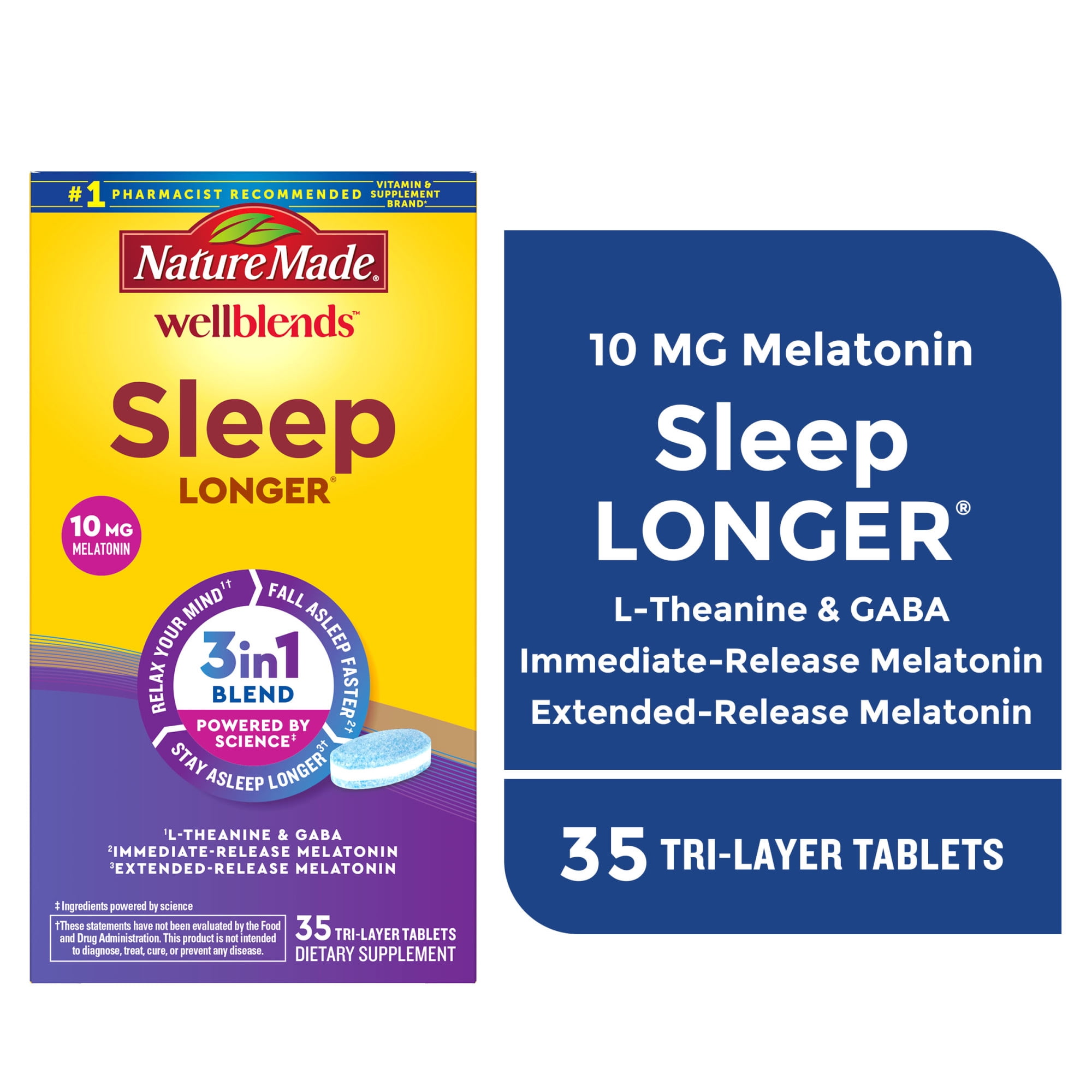 Nature Made Wellblends Extended Sleep Aid, Melatonin 10mg, L theanine ...