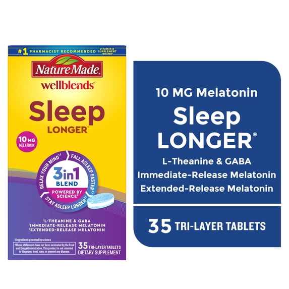 Nature Made Wellblends Extended Sleep Aid, Melatonin 10mg, L theanine ...