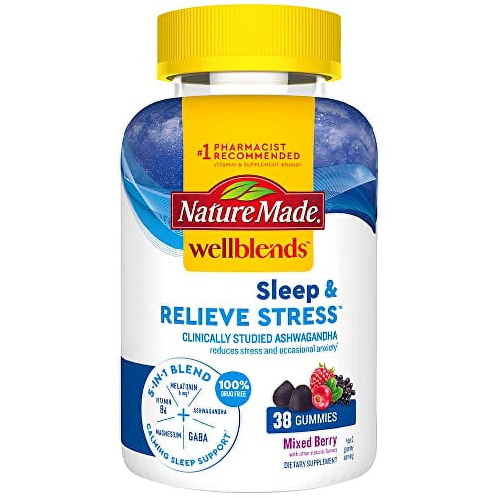 Nature Made Wellblends Sleep & Relieve Stress Gummies, Melatonin 6mg ...