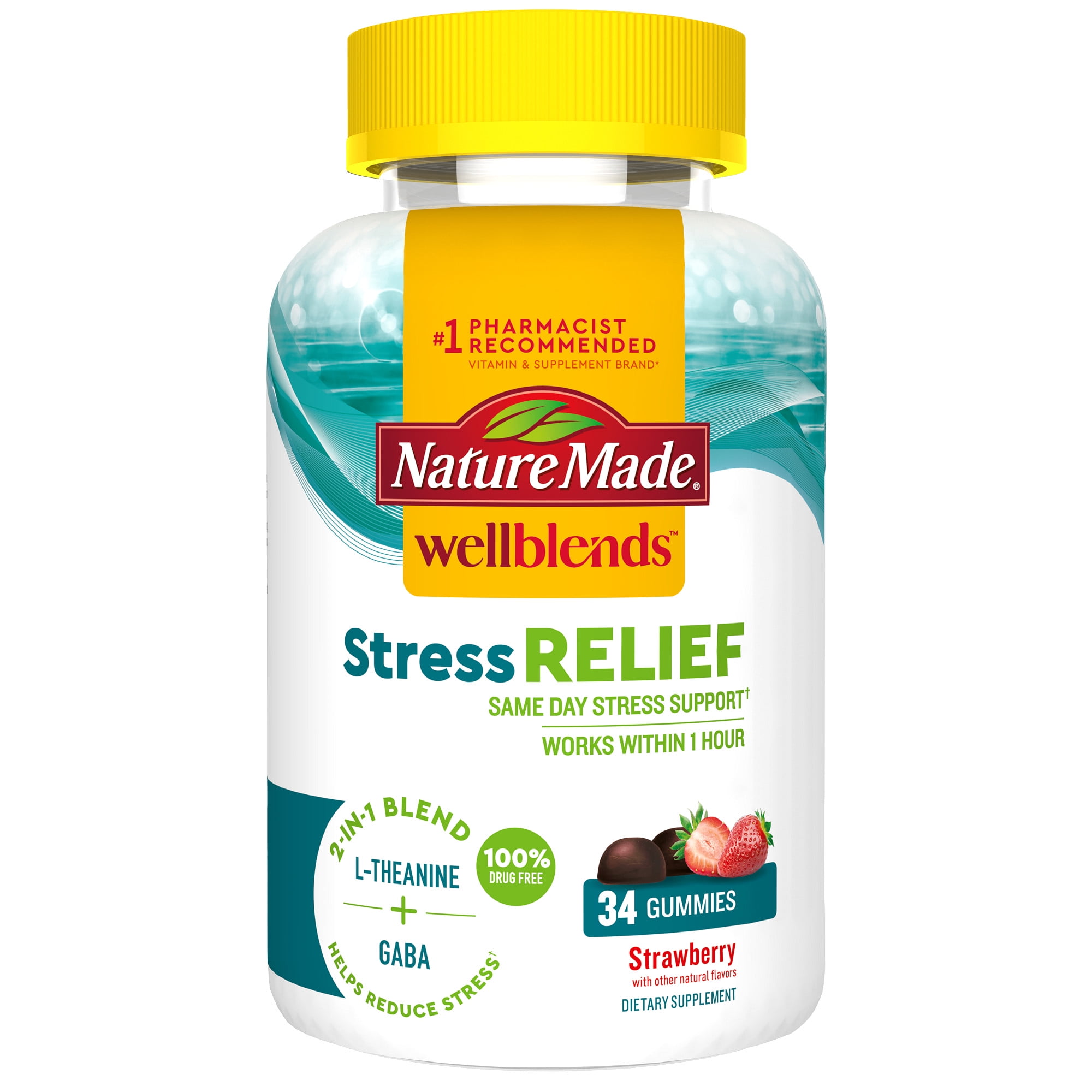 Nature Made Wellblends Stress Relief Gummies, L theanine, GABA, Dietary ...