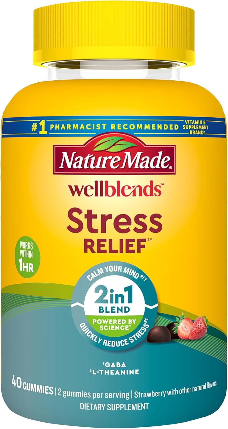 Nature Made Stress Relief Gummies, L-Theanine and GABA, Relaxation ...