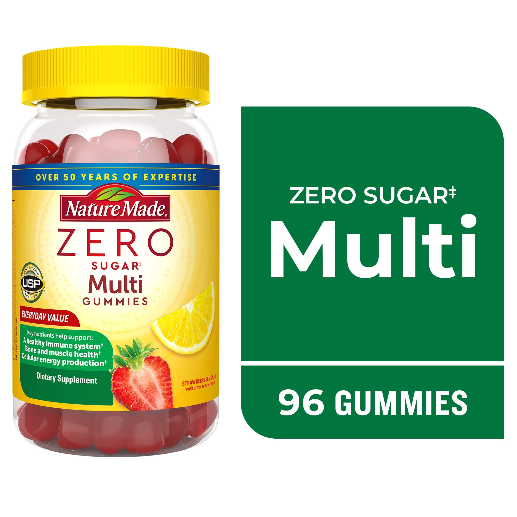 Nature Made Zero Sugar Multivitamin Gummies, Sugar Free Gummies, 96 ...