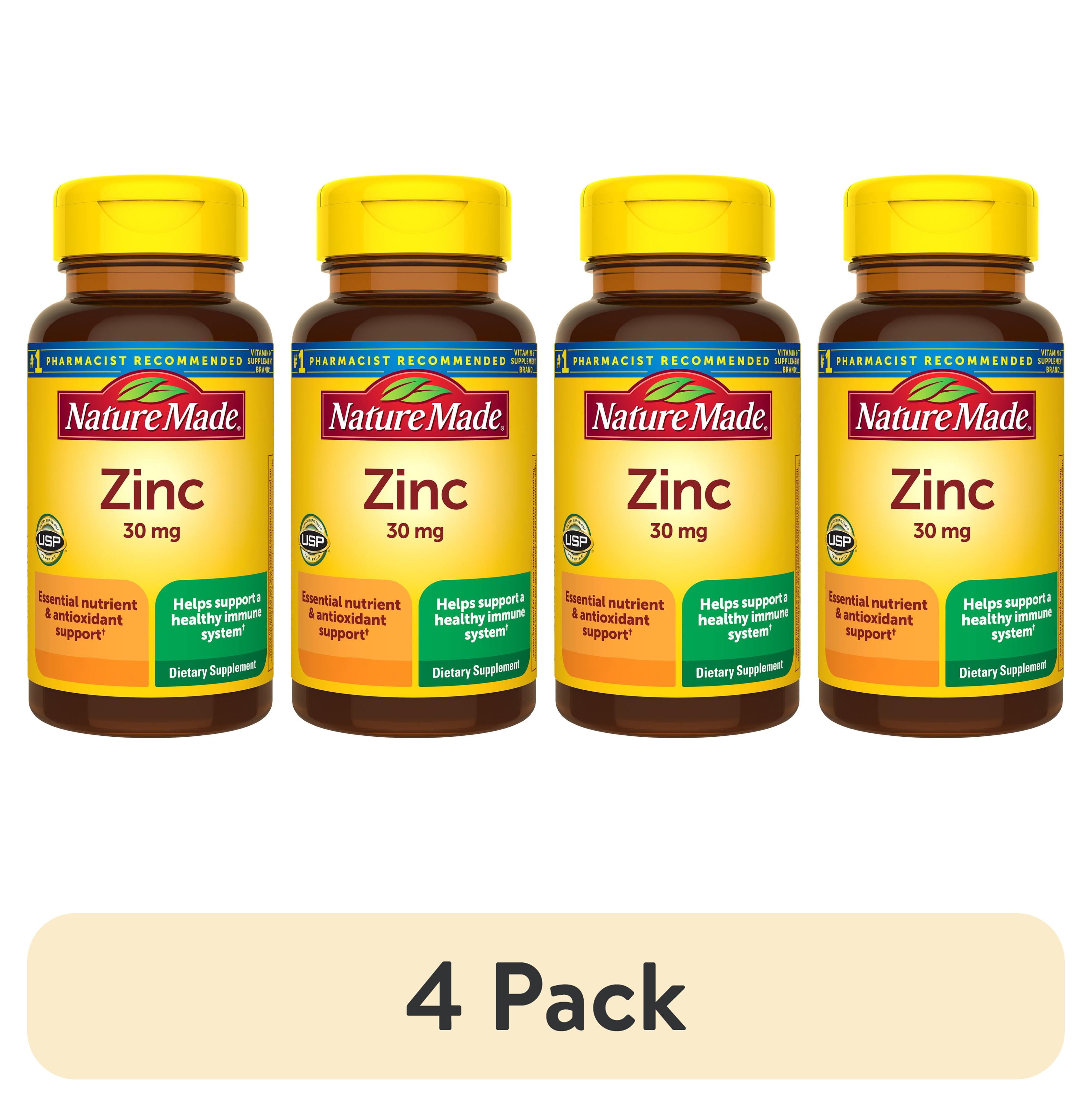 (4 pack) Nature Made Zinc 30 mg Tablets, Dietary Supplement for Immune ...