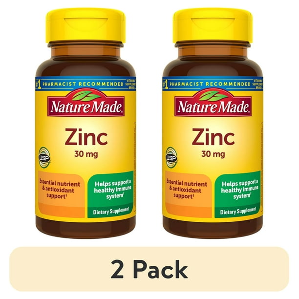 2 Pack Nature Made Zinc 30 Mg Tablets Dietary Supplement For Immune
