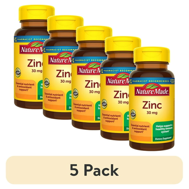 5 Pack Nature Made Zinc 30 Mg Tablets Dietary Supplement For Immune