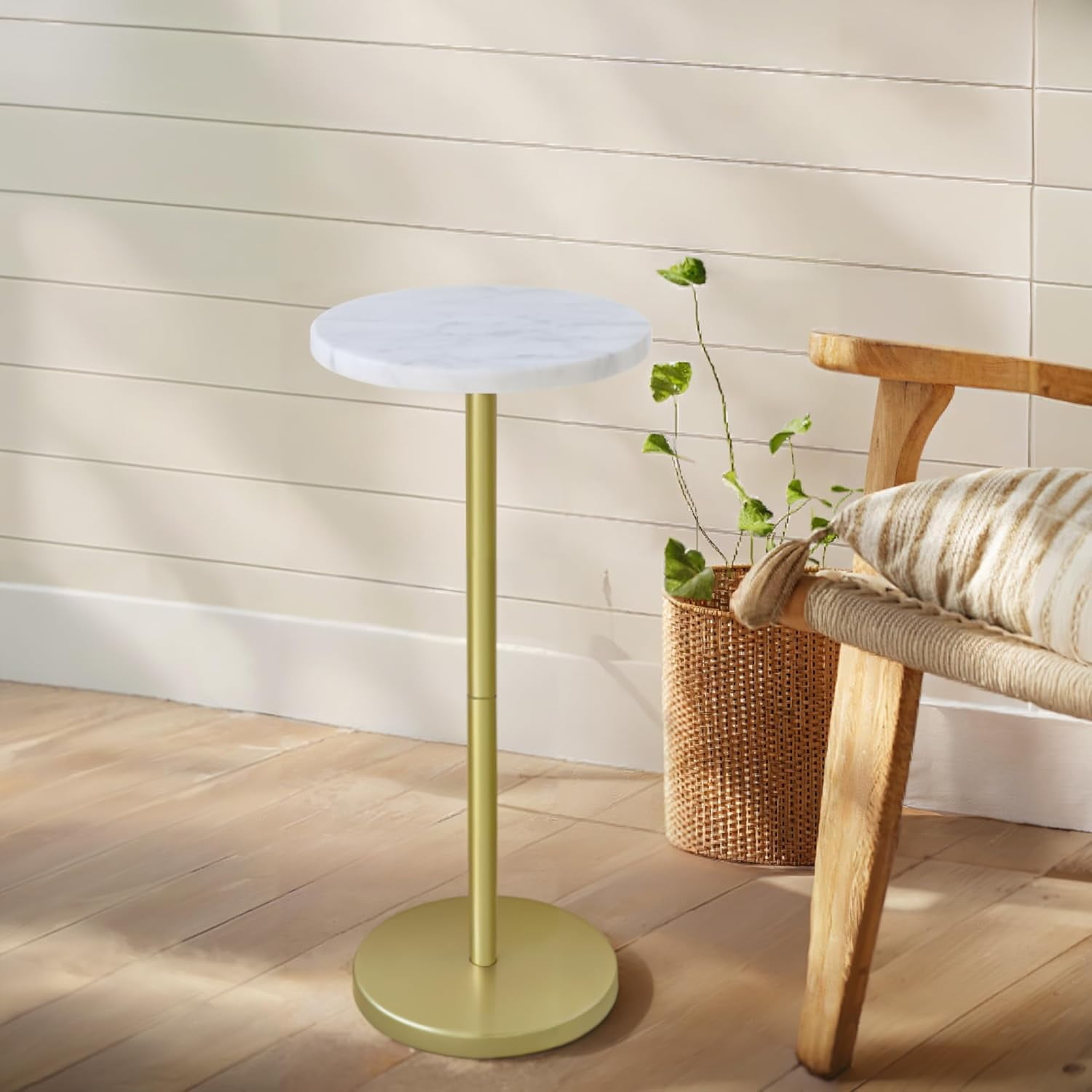 Marble Drink Table, Pedestal Table, Small Round Side Table, Martini ...