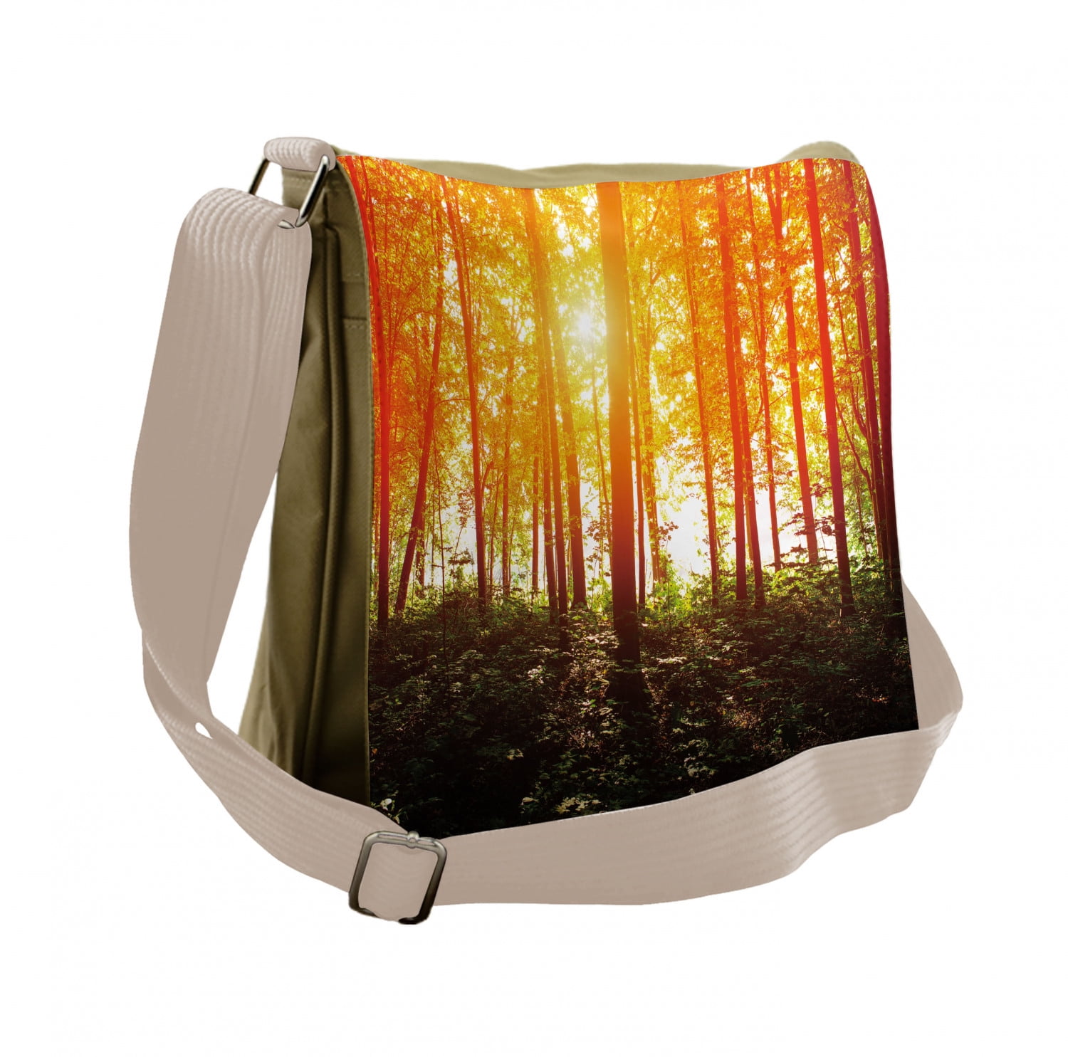 Nature Messenger Bag, Foggy Forest Scenery, Unisex Cross-body, by ...