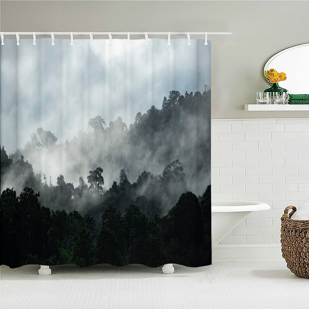 Nature Mist Forest landscape Shower Curtain 3D Printing Waterproof ...