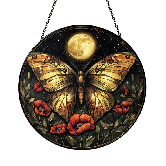 Nature Moth Decorative Window Hanging – Faux Stained Glass - Walmart.com