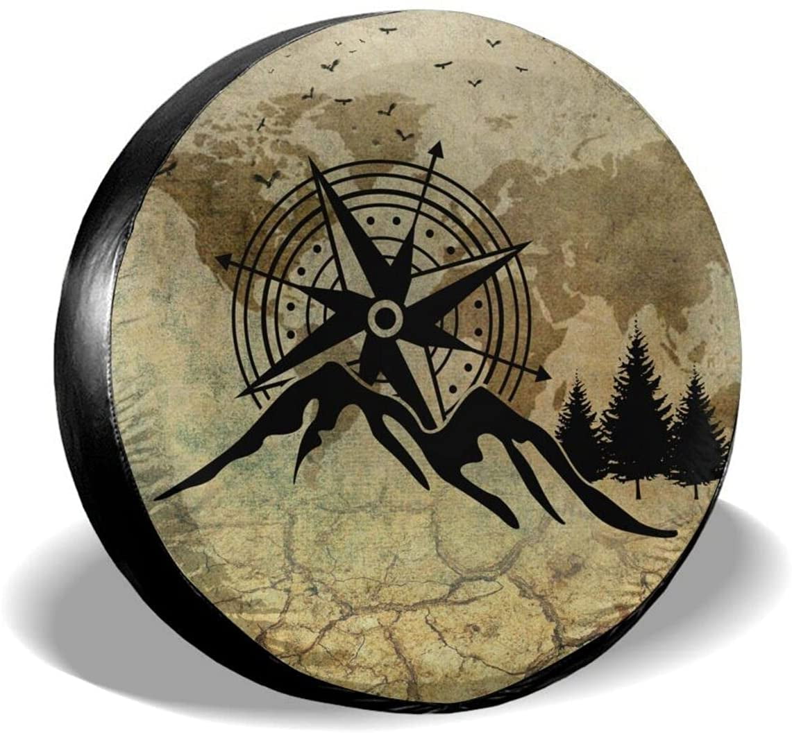 Nature Mountain Compass Tire Cover Universal Spare Wheel Tire Cover ...
