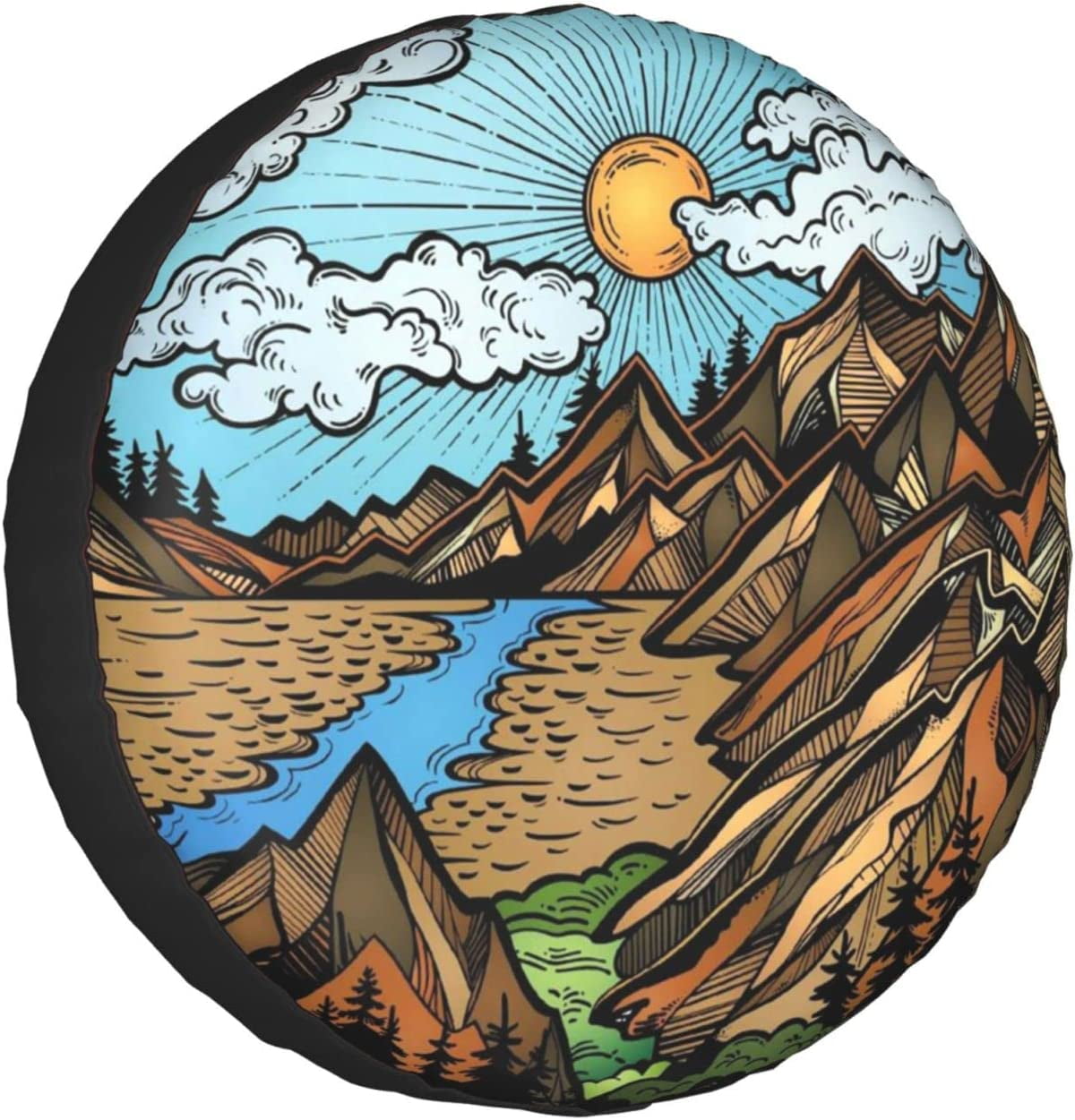 Nature Mountain Compass Tire Cover Universal Spare Wheel Tire Cover ...