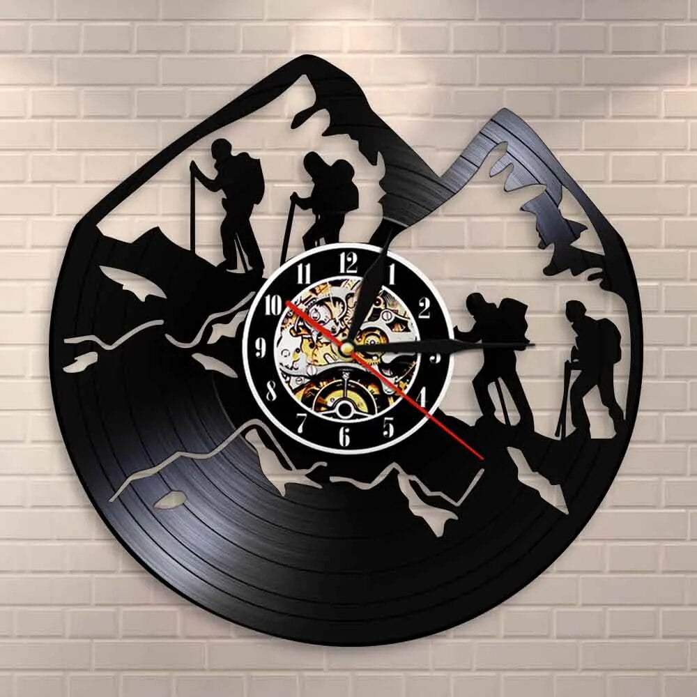 Nature Mountain Hiking Climbers Vinyl Wall Clock,Vinyl Record Clock ...