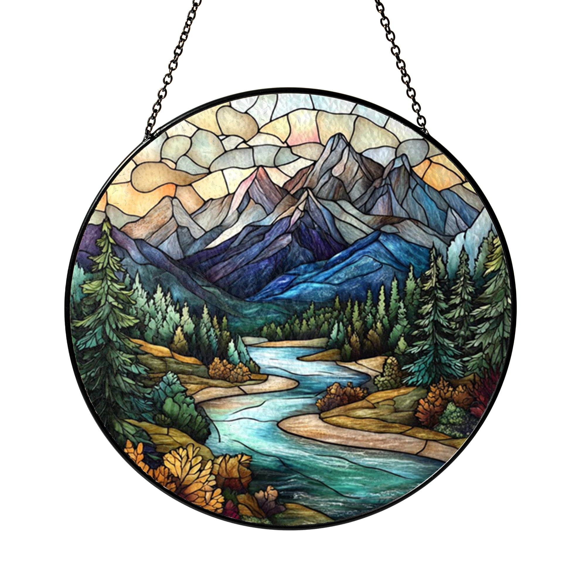 Nature Mountain River Glass Suncatcher Window Decor - Walmart.com