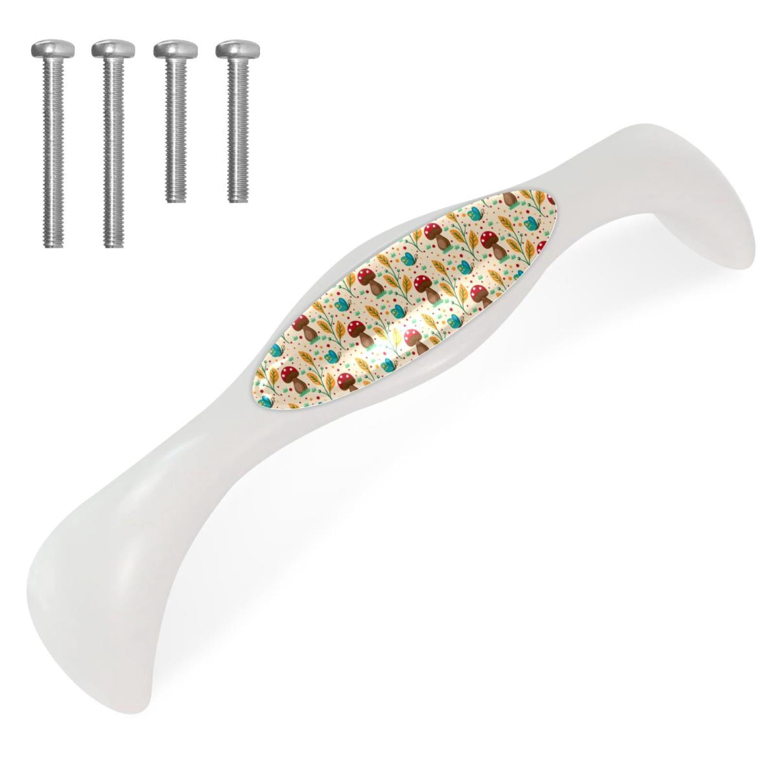 Nature Mushroom Knob 4 Pack Arched Drawer Pulls Crystal Glass White ...