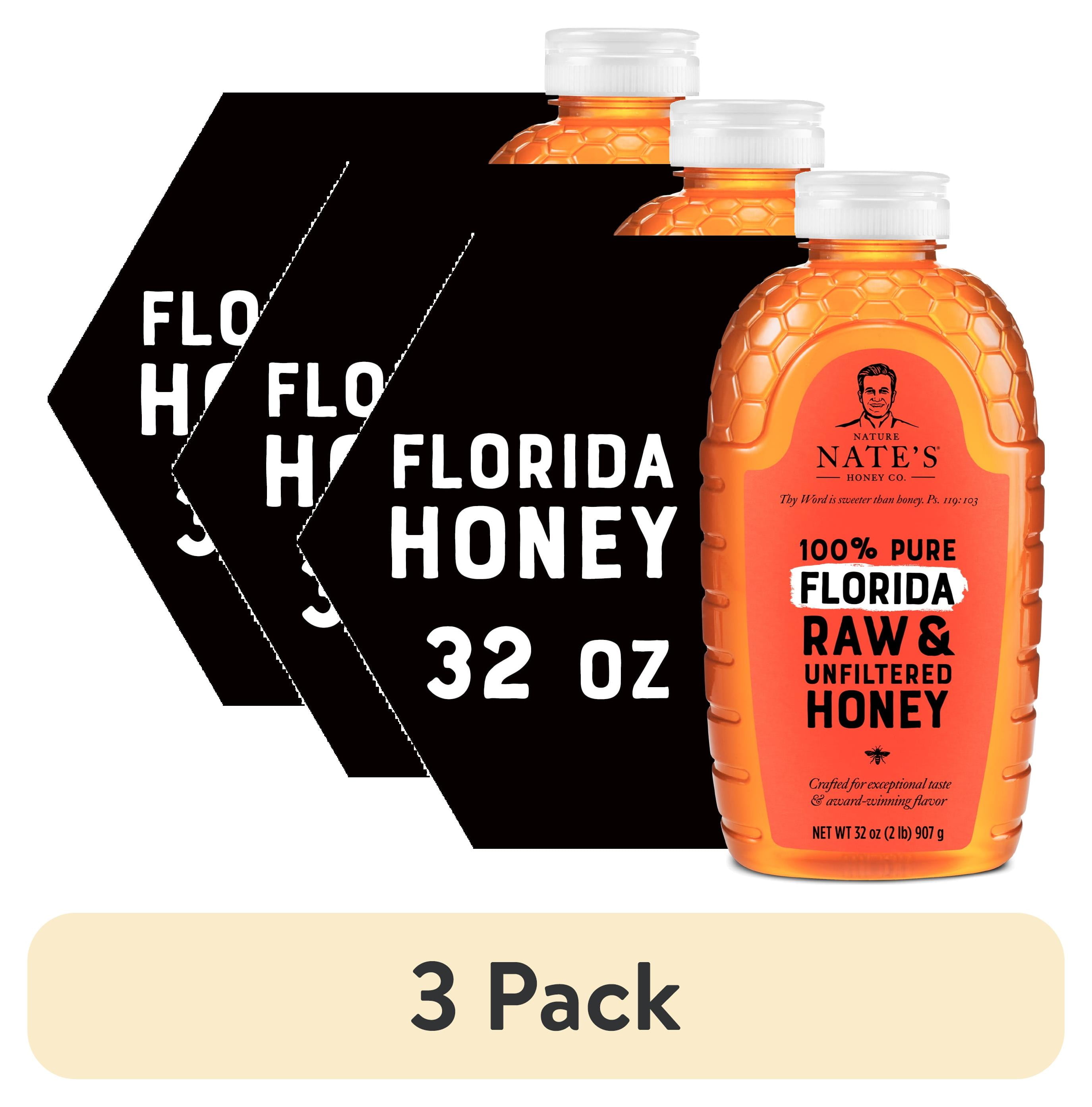 (3 pack) Nature Nate's Florida Honey: 100% Pure, Raw and Unfiltered ...