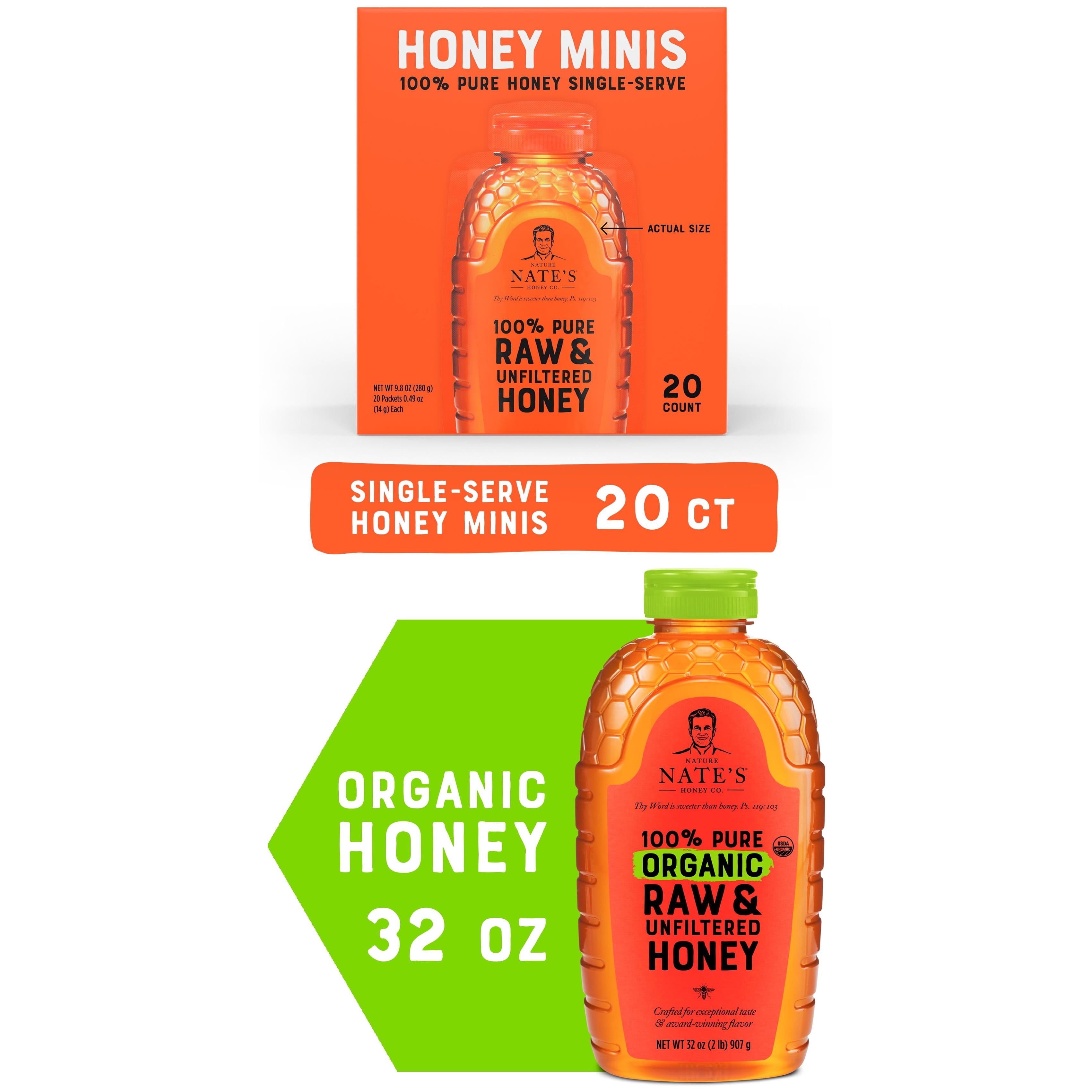 Nature Nate's Honey Minis: 100% Pure Raw and Unfiltered Honey - 20 ...