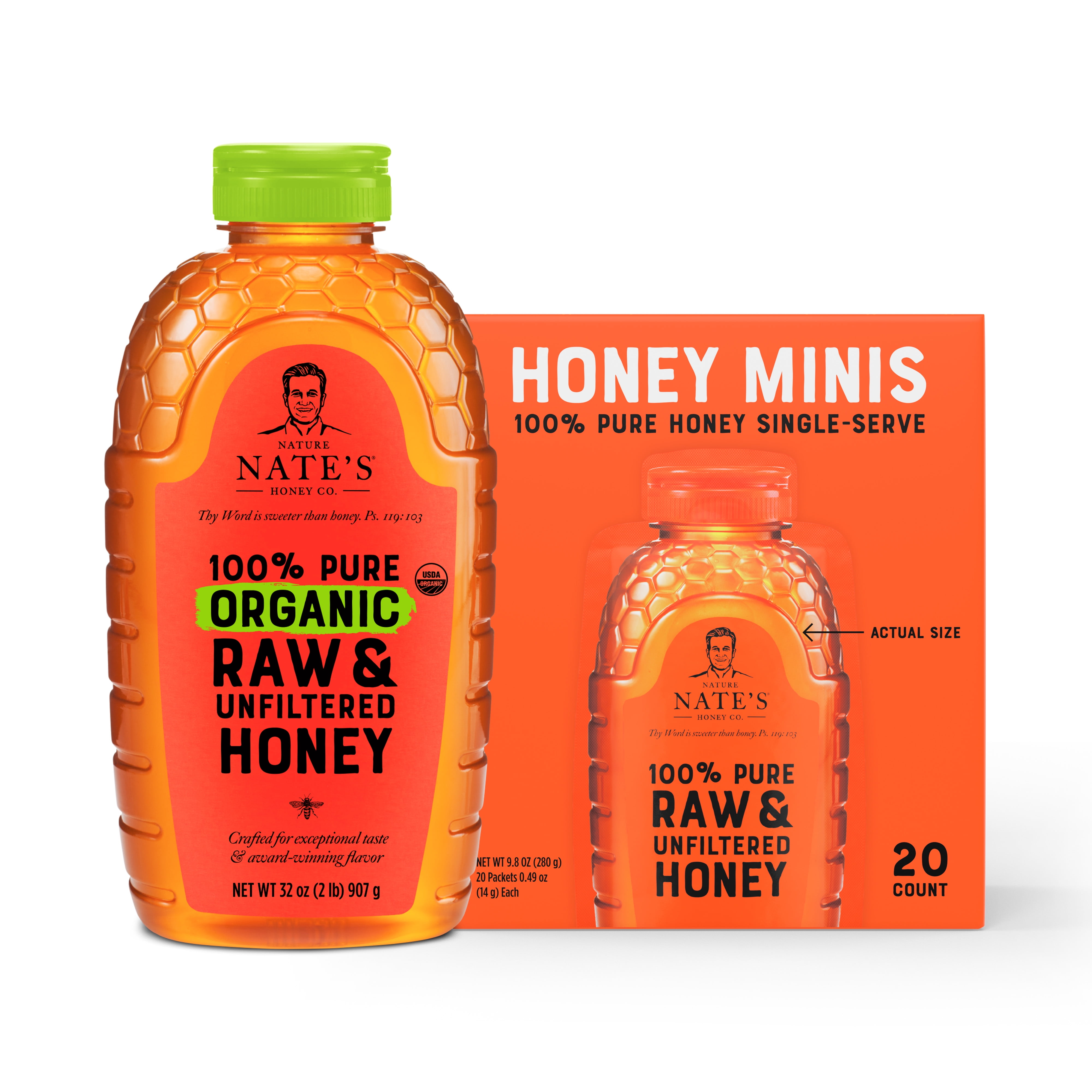 Nature Nate's Honey Minis: 100% Pure Raw and Unfiltered Honey - 20 ...