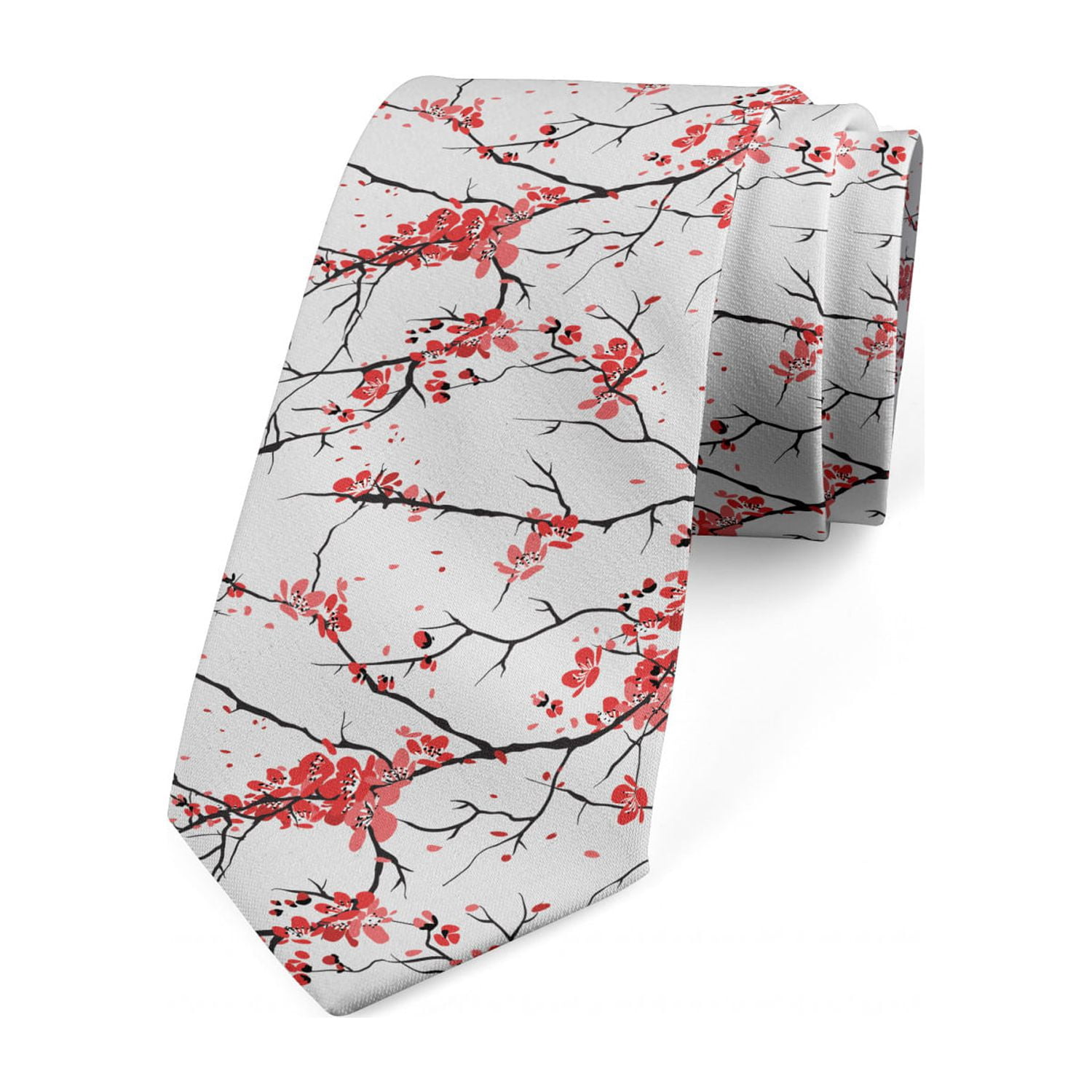 Nature Necktie, Windy April Weather, Dress Tie, 3.7", Coral Black, by ...