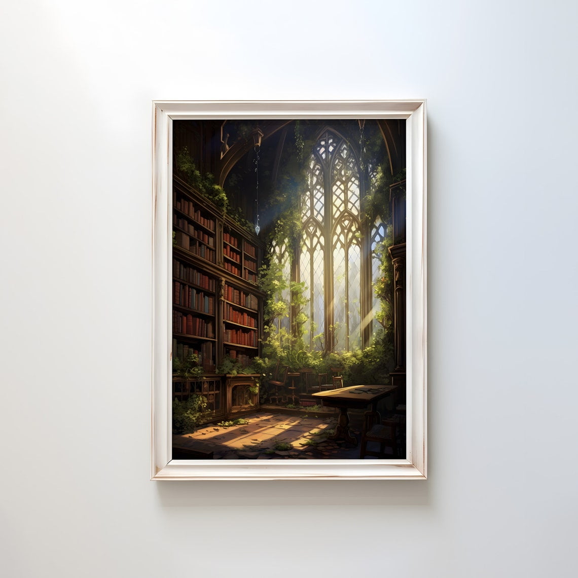 Nature Oil Painting Wall Art, Dark Academia Moody Library Print ...