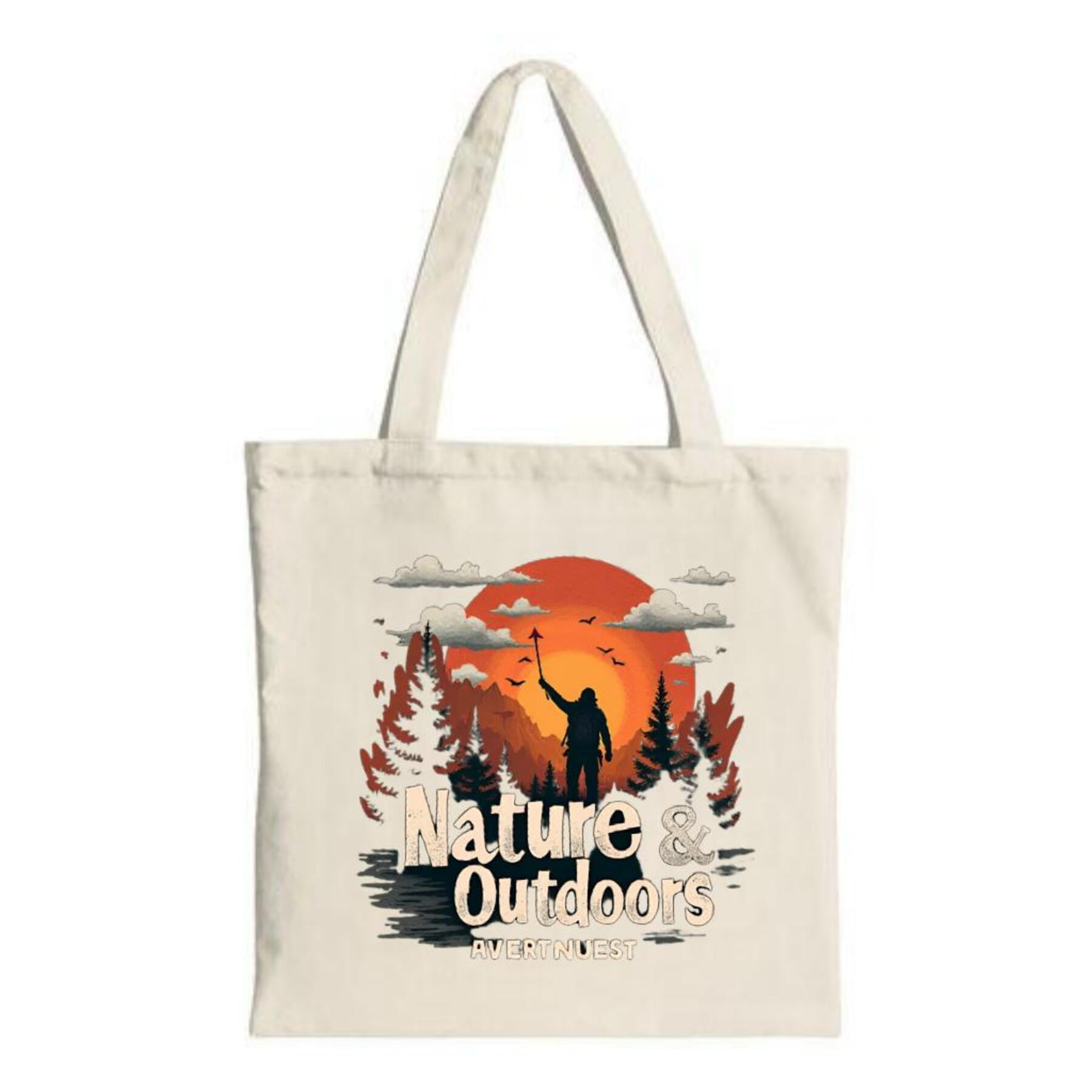 Nature & Outdoors Canvas Tote Bag - Vibrant Sunset Design with Trees ...