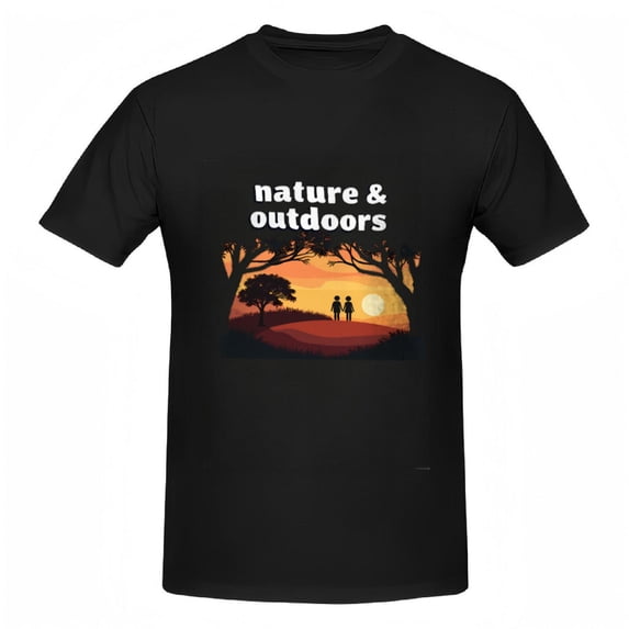 Nature & Outdoors Cotton Short Sleeve T-Shirts - Serene Sunset Scene ...