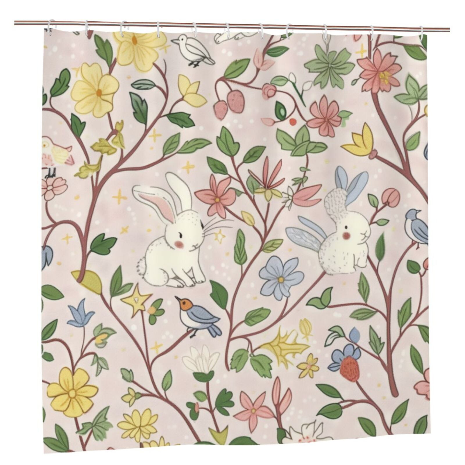 Nature- Pattern with s and Birds Waterproof hower Curtainoral Curtains ...