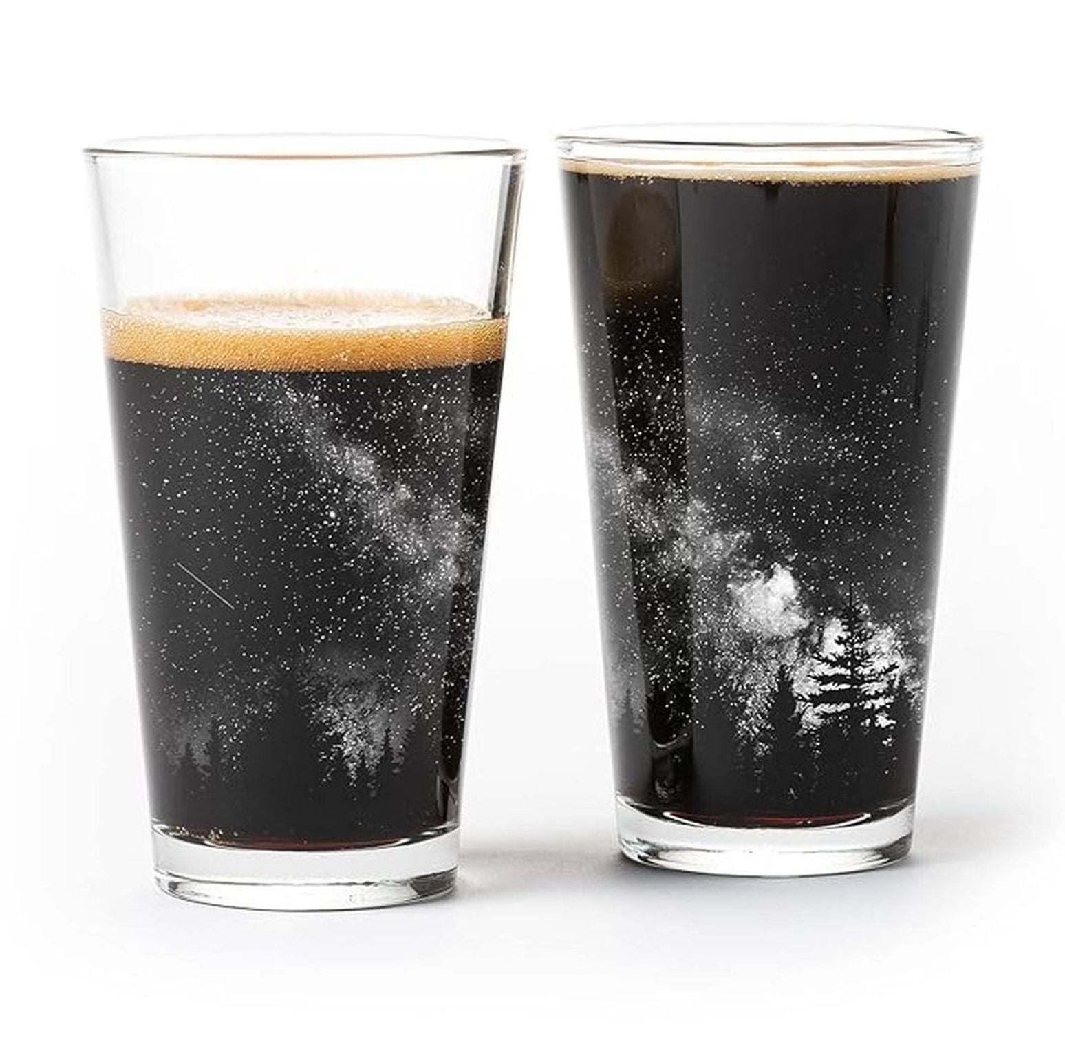 Nature Pint Glasses Set of 2 - 16oz Beer Glasses - Stars & Night ...