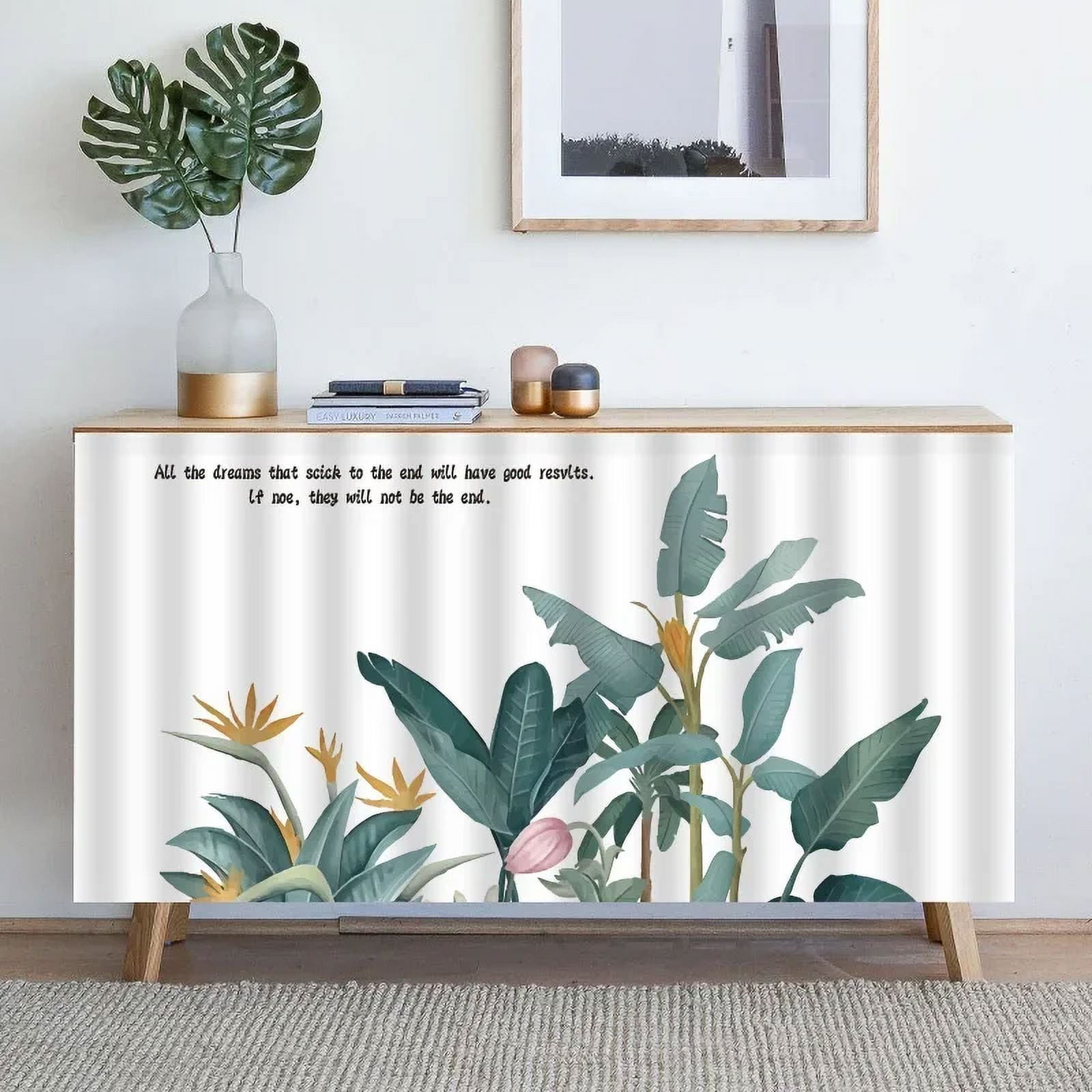 Nature Plant Potted Nordic Cabinet Short Curtains Punch-free Half ...