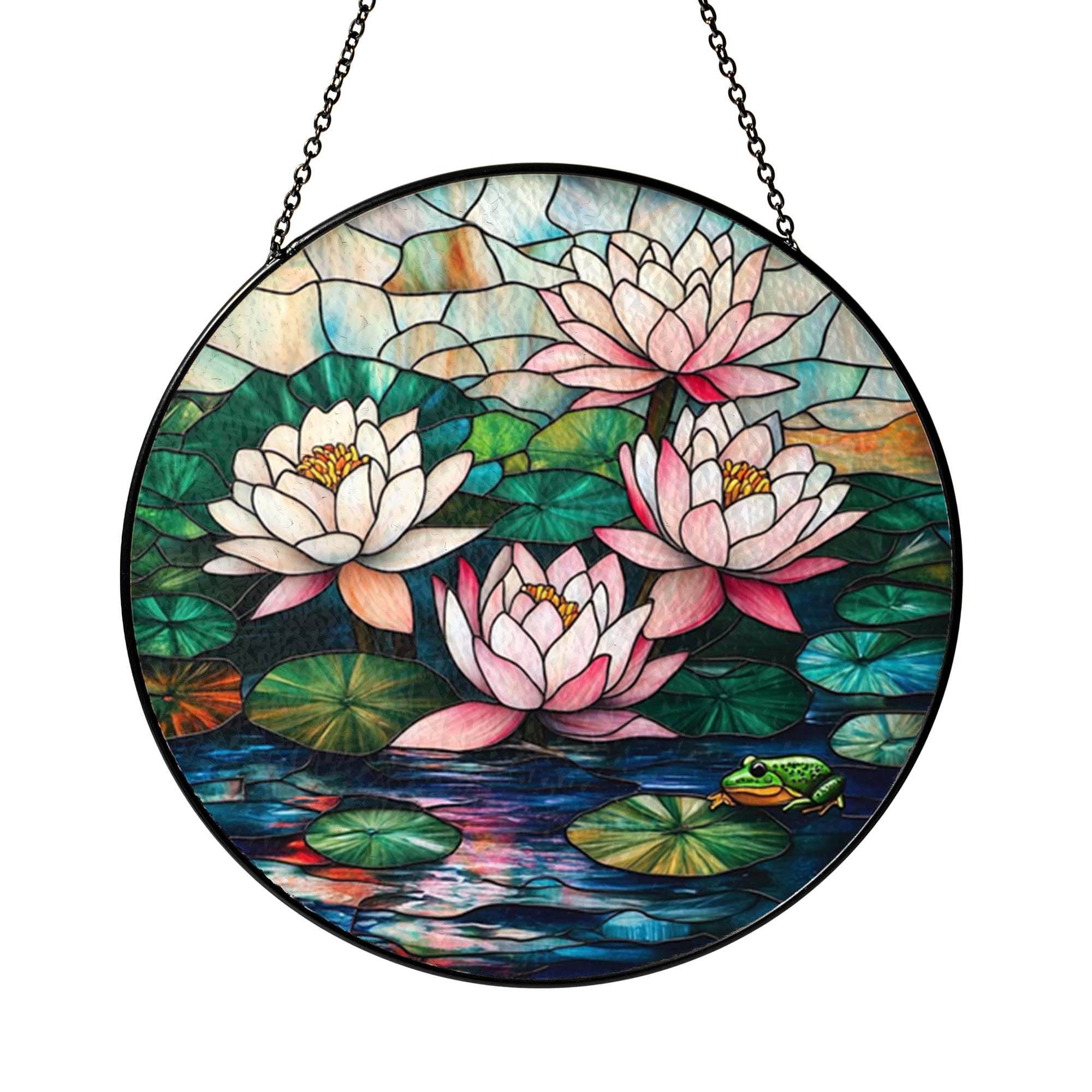 Nature Pond Frog Stained Glass Window Decor2001 - Walmart.com