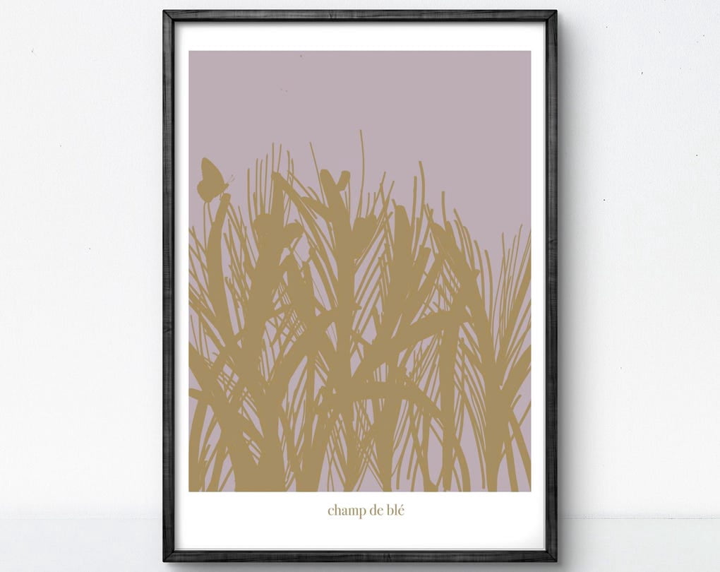 Nature Poster, Wheat Field Print, Minimal Botanical Art, French Country ...