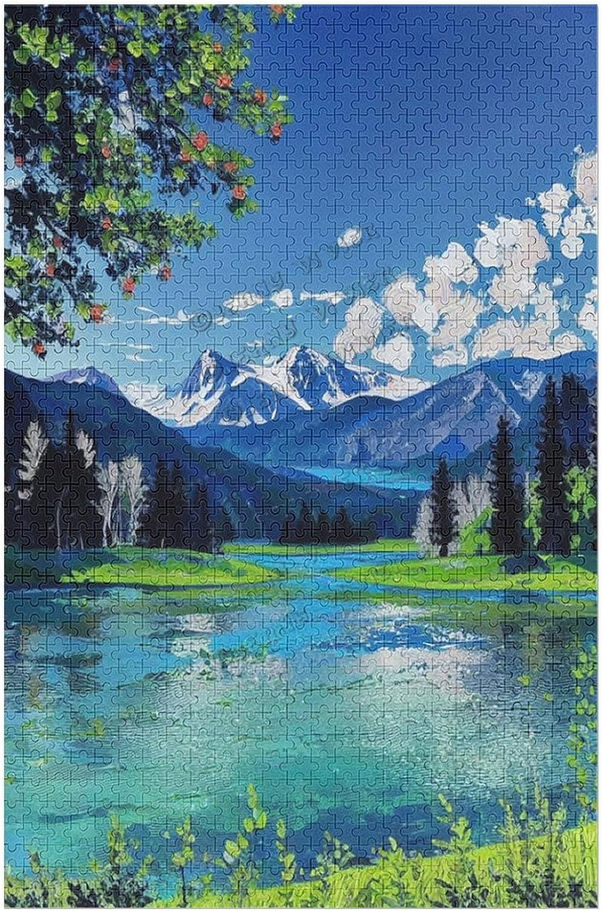 Nature Puzzle, Puzzles for Adults 1000 Piece Landscape Hill Lake Oil ...