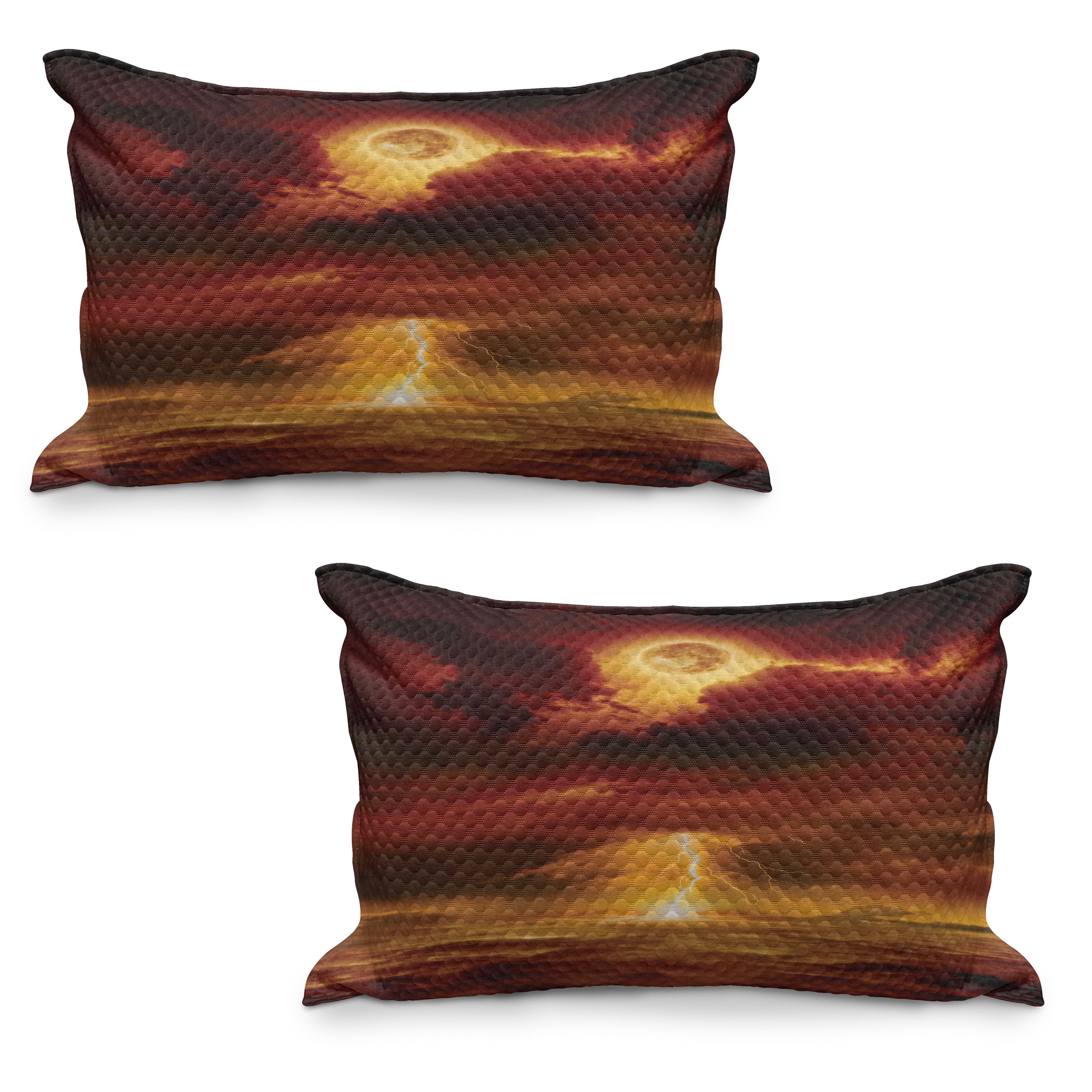 Nature Quilted Pillowcover Set of 2, Apocalyptic Backdrop with Storm ...