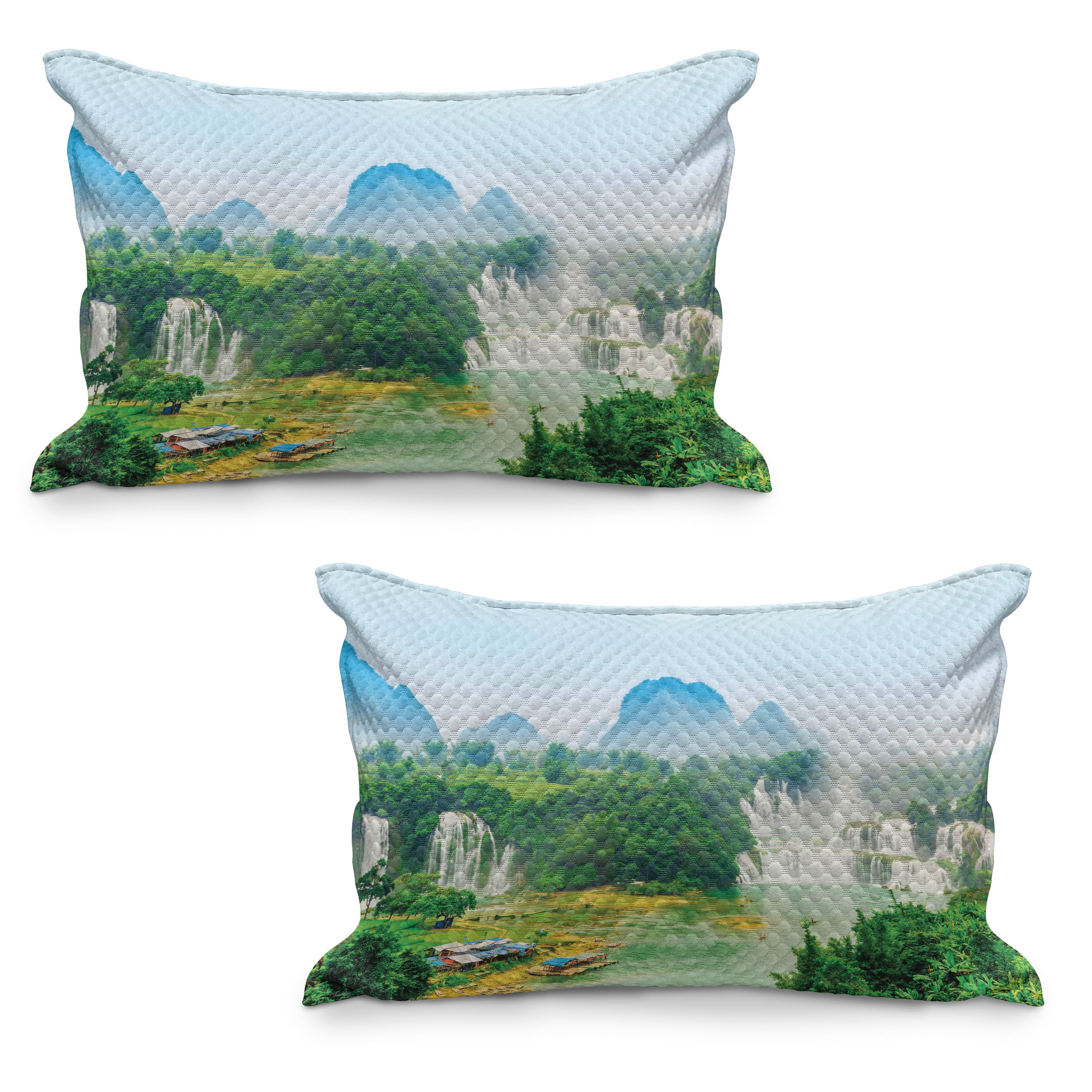Nature Quilted Pillowcover Set of 2, Detain Waterfall Guangxi Misty ...
