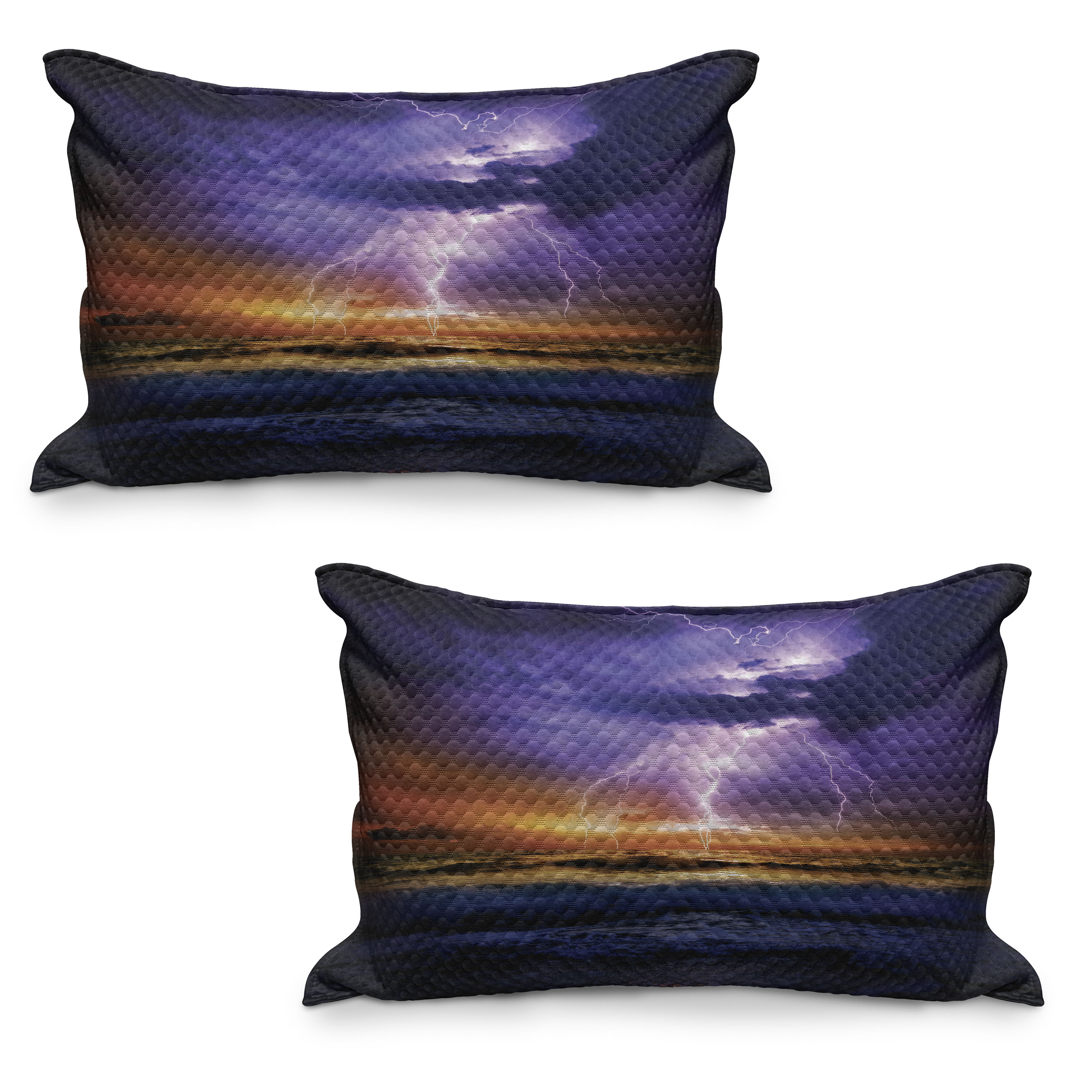Nature Quilted Pillowcover Set of 2, Epic Thunder and the Storm on the ...