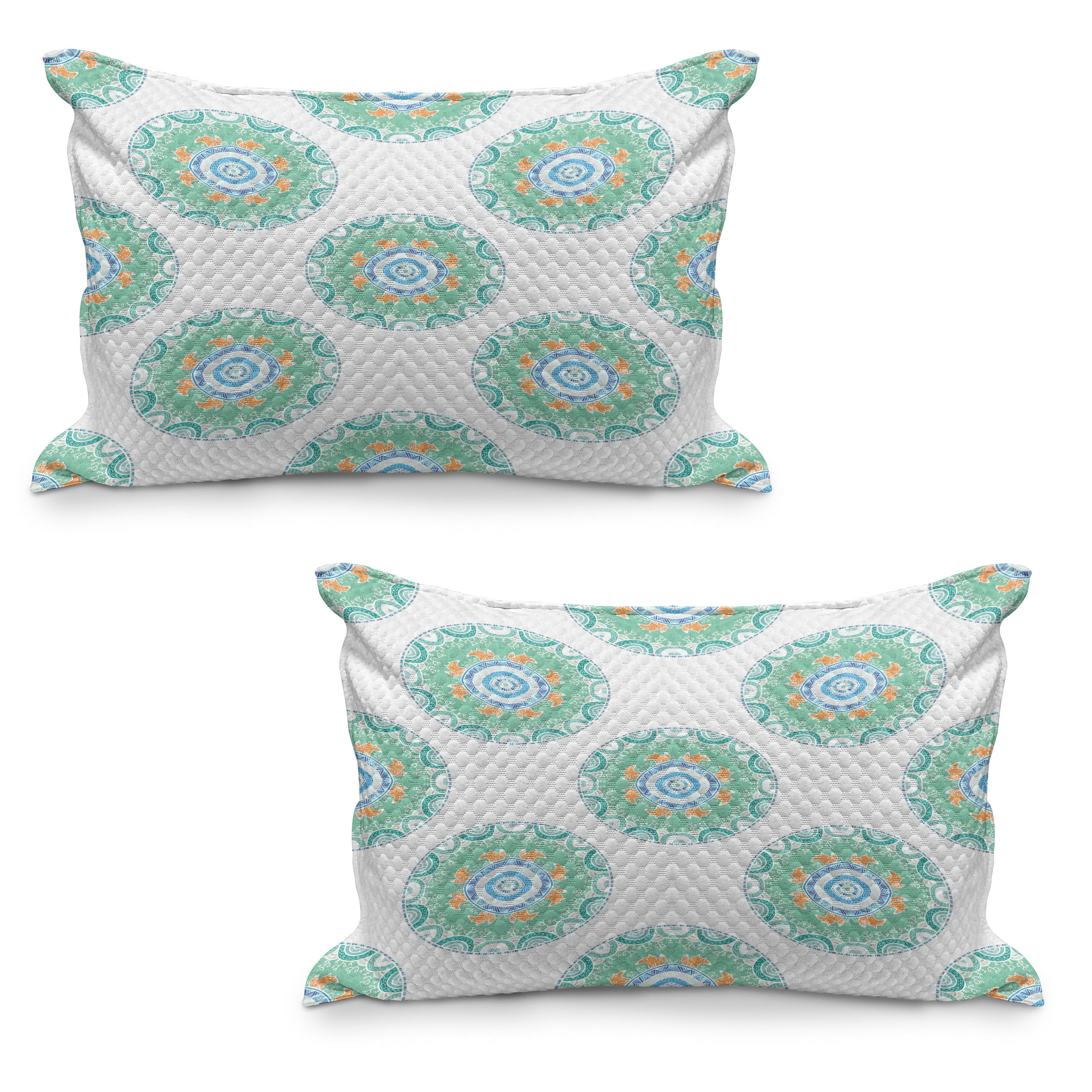 Nature Quilted Pillowcover Set of 2, Foxes in the Forest in Round ...