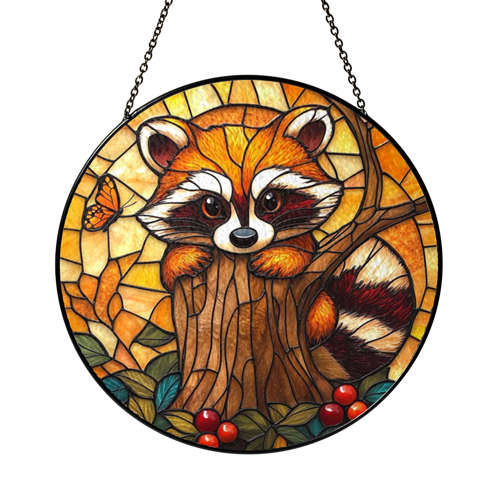 Nature Raccoon Glass Suncatcher Decorative Window Art - Walmart.com
