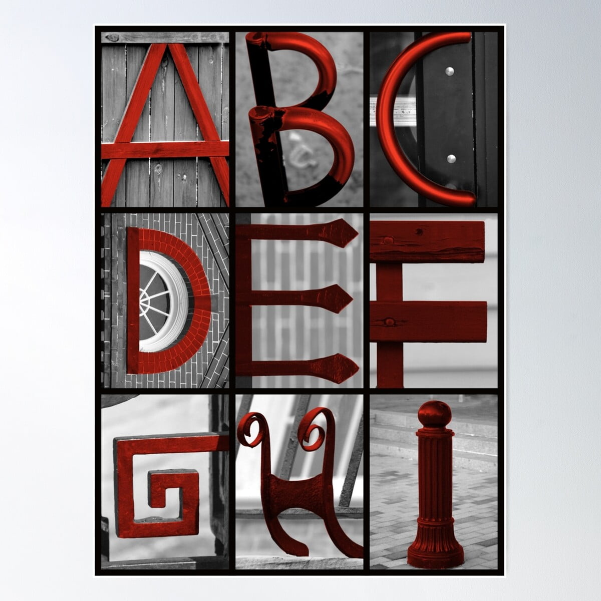 Nature Real Life Alphabet Letters A - I Poster Wall Art, Modern Wall ...