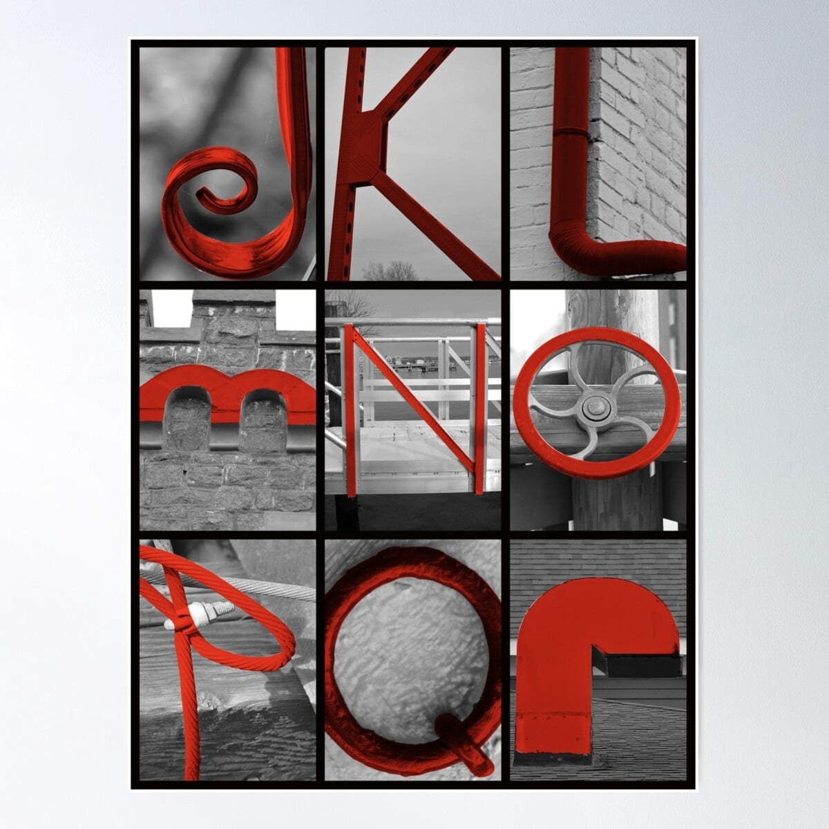 Nature Real Life Alphabet Letters J - R Poster Wall Art, Modern Wall ...