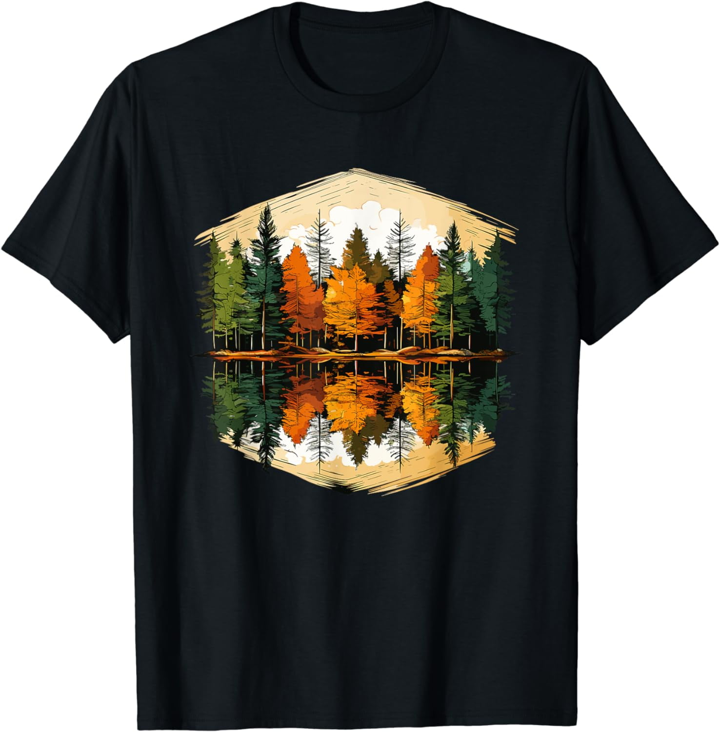 Nature Reflection Forest Trees Outdoor Wildlife Short T-Shirt 2024 ...
