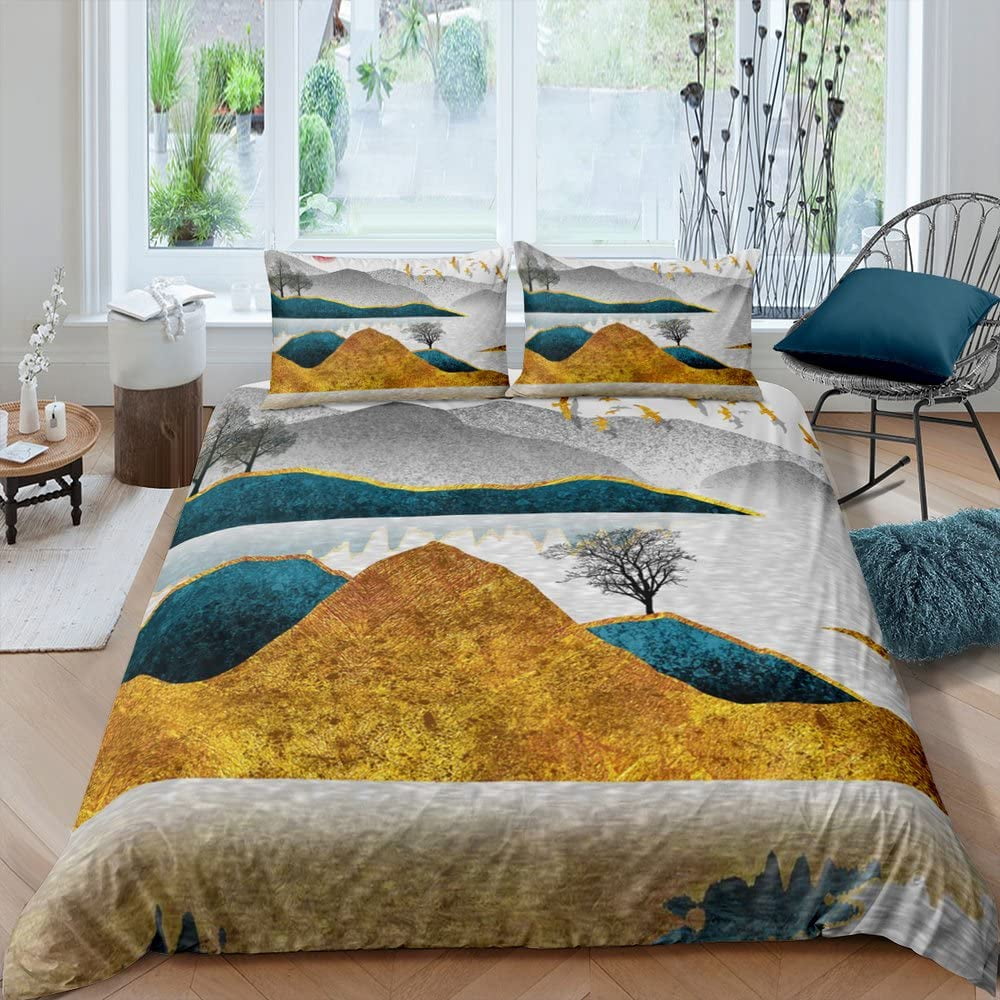 Nature River Bedding Set Starry Sky Duvet Cover Set Mountain River ...
