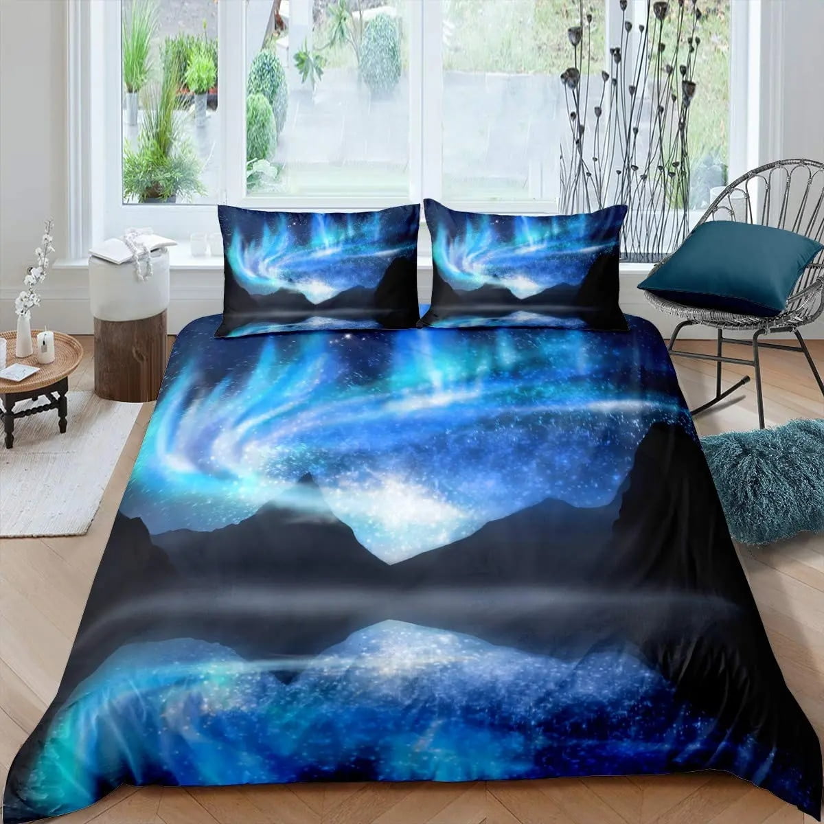 Nature River Bedding Set Starry Sky Duvet Cover Set Mountain River ...