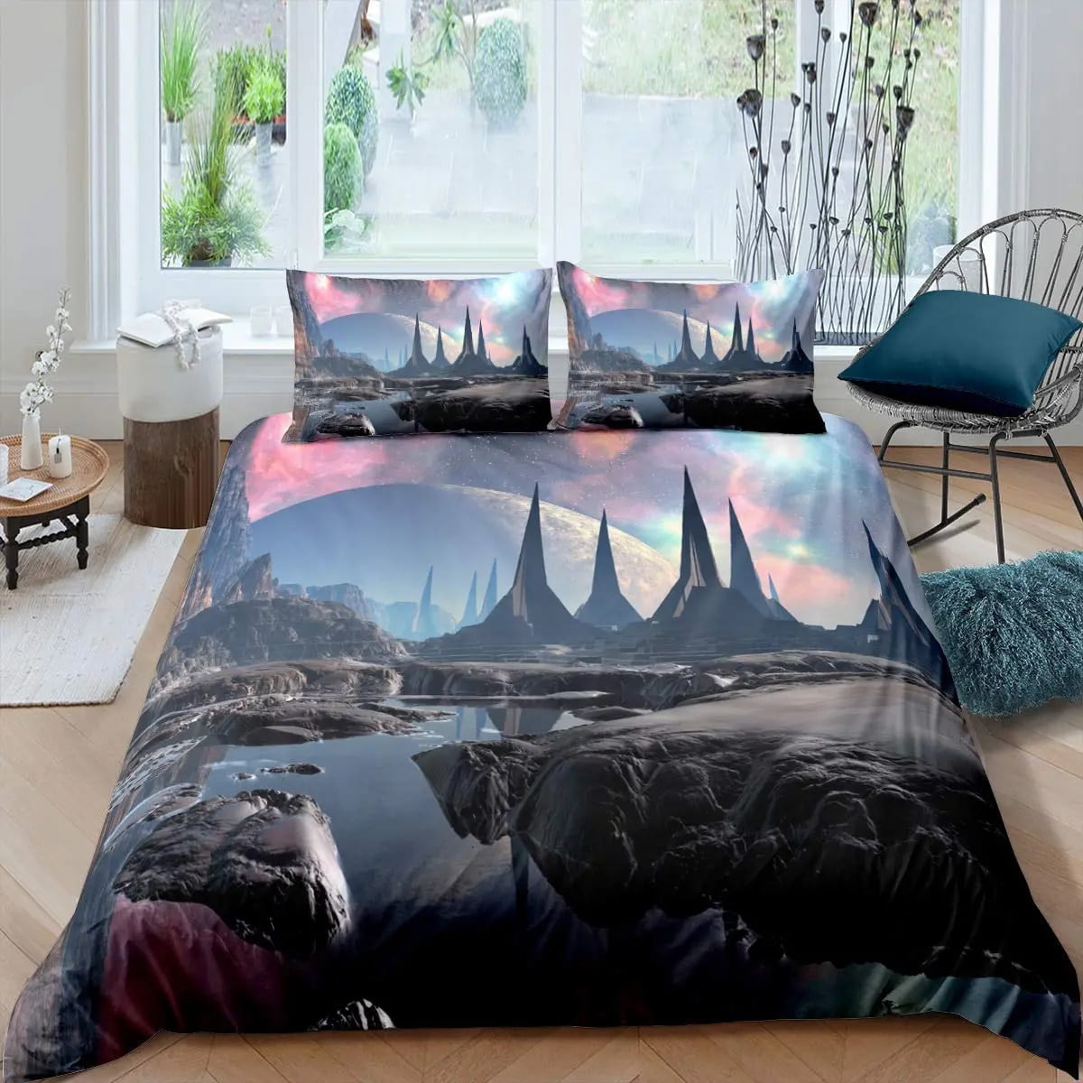 Nature River Bedding Set Starry Sky Duvet Cover Set Mountain River ...