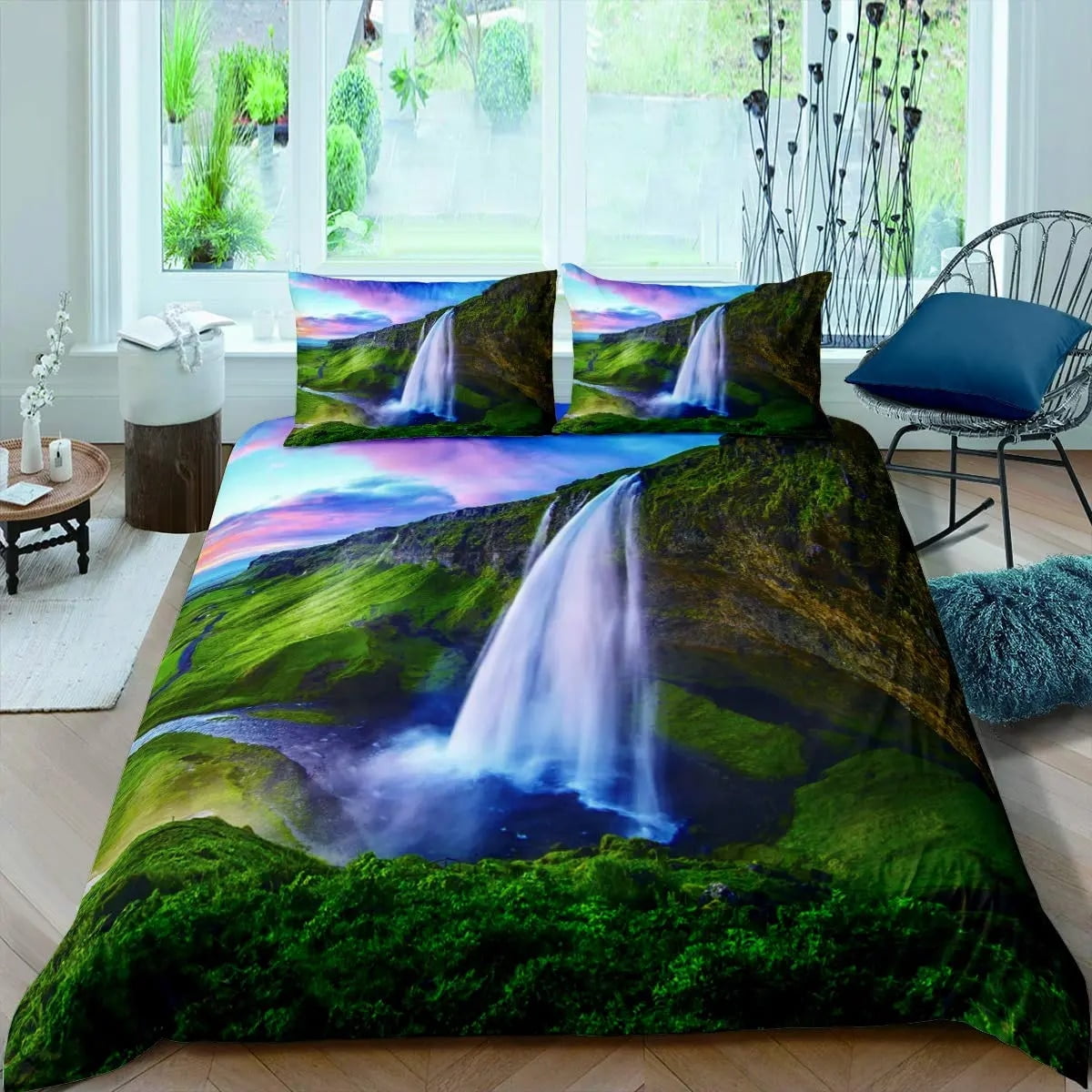 Nature River Bedding Set Starry Sky Duvet Cover Set Mountain River ...