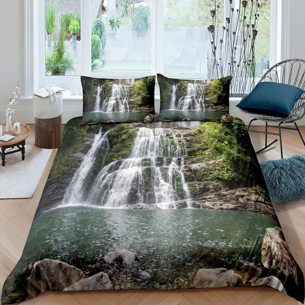 Nature River Bedding Set Starry Sky Duvet Cover Set Mountain River ...