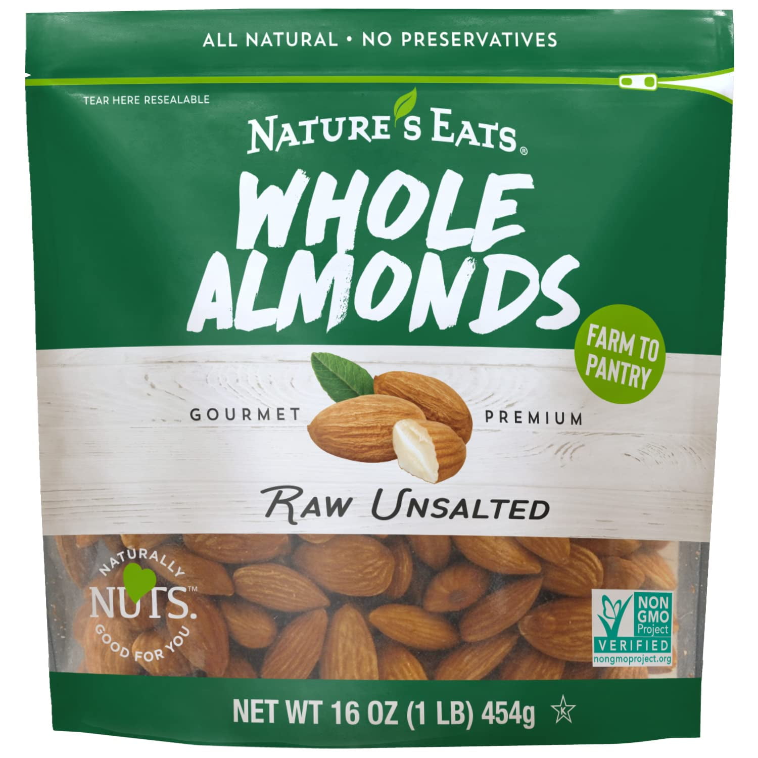 Nature,S Eats Whole Natural Almonds, 16 Oz - Walmart.com