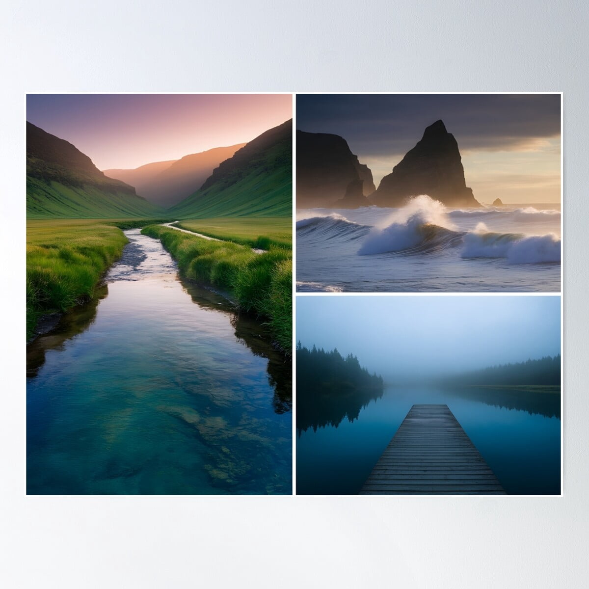 Nature’S Serenity In Three Moods Poster Wall Art, Modern Wall Decor For ...