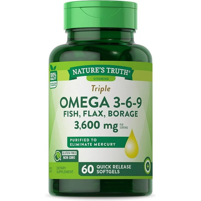 Nature'S Truth Triple Omega 3-6-9, Fish, Flax, Borage Oils Supplement ...