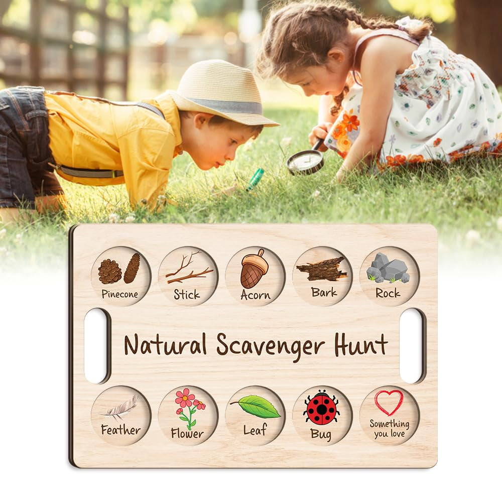Nature Scavenger Hunt Board For Kids Ages 4-8, Outdoor Game Forest ...